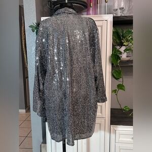 Three Flaggs California | Sweaters | Vintage Silver Sequin Open Front ...